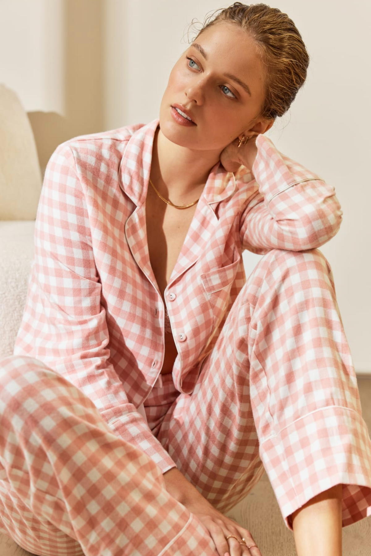 Juliette Gingham Cotton PJ Pink – The Farmers Wife